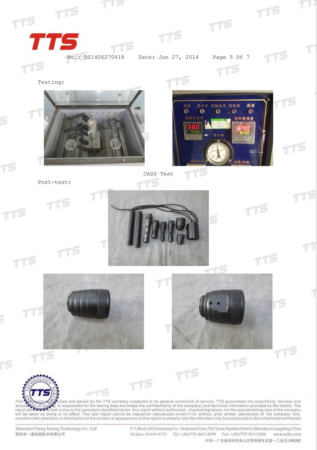 Brinyte’s diving flashlight CASS test report | PDF | Chemistry | Science