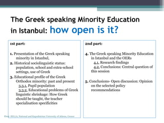 The Greek speaking Minority Education in Istanbul: how open is it? | PPT