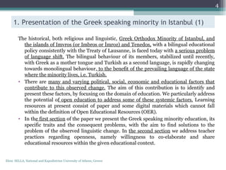 The Greek speaking Minority Education in Istanbul: how open is it? | PPT
