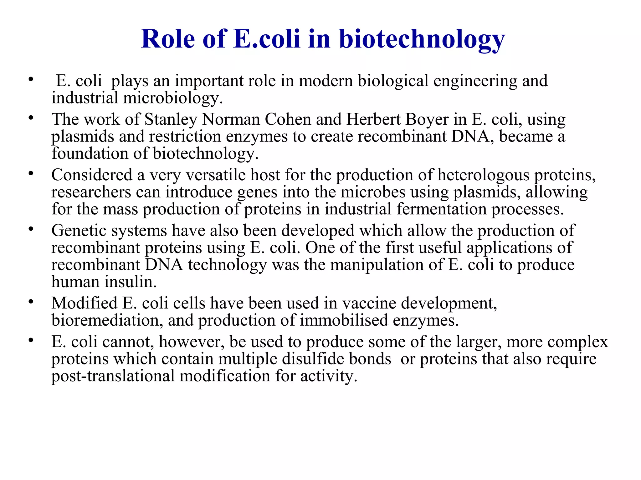 E.coli as model organism and its life cycle. | PPT