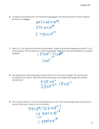 E.1 lesson 14 word problems with scientific notation | PDF