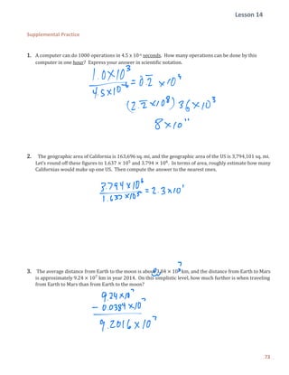 E.1 lesson 14 word problems with scientific notation | PDF