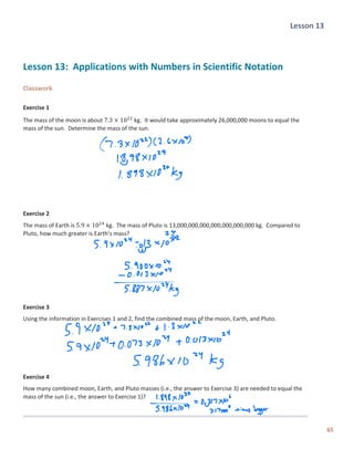 E.1 lesson 13 applications of numbers in scientific notation | PDF