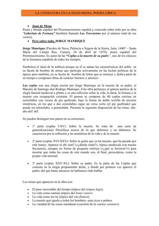 Literatura medieval: Lírica popular y lírica culta castellana ...