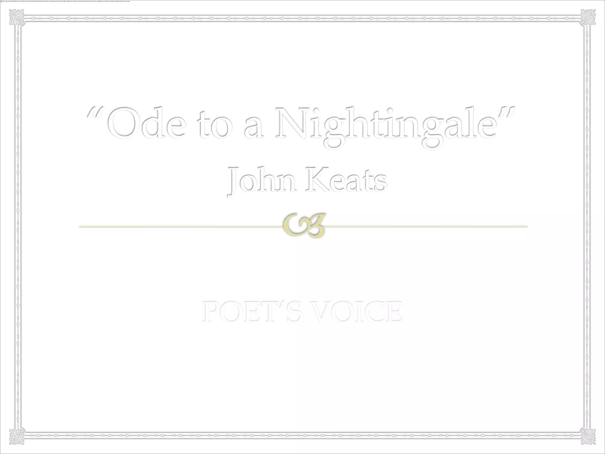 Ode to a Nightingale. John Keats Presentation | PPTX | Birdwatching ...