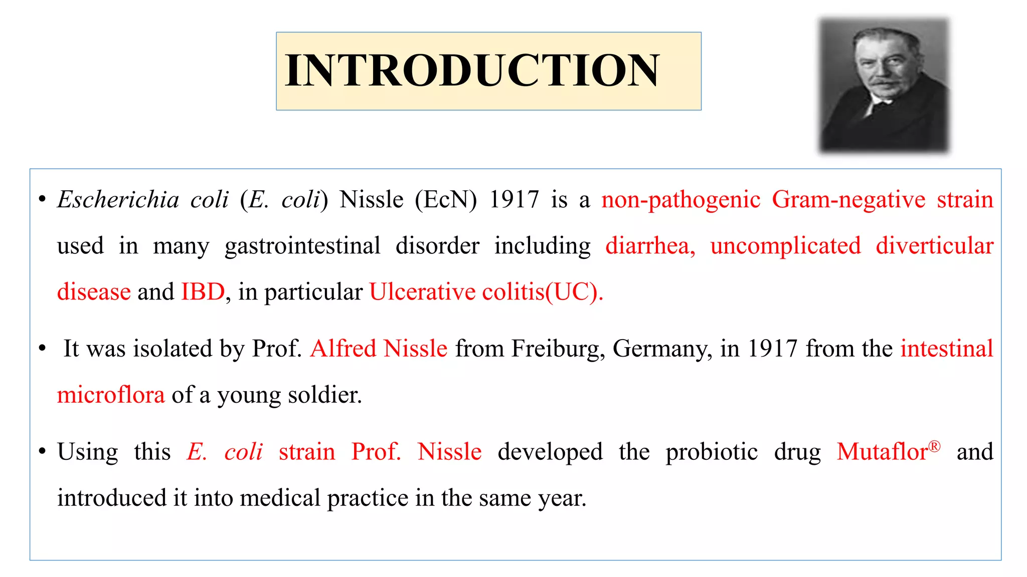 Escherichia coli (E. coli) Nissle (EcN) 1917 | PPTX