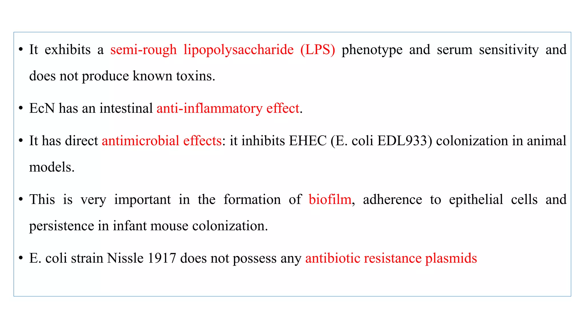 Escherichia coli (E. coli) Nissle (EcN) 1917 | PPTX