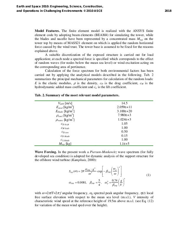 Dynamic Analysis Of An Offshore Wind Turbine Wind Waves Nonlinear I…