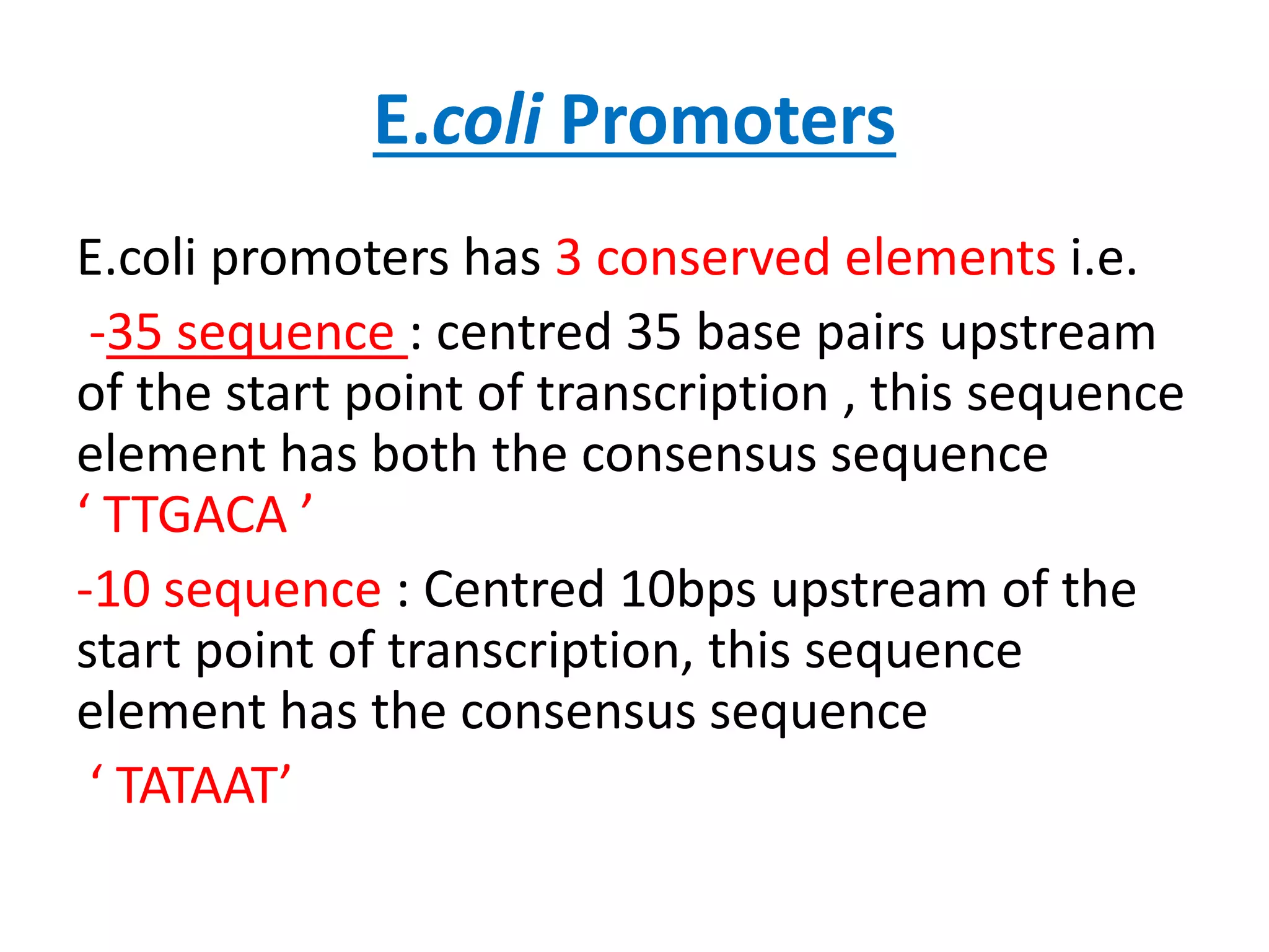 E.coli promoters | PPTX