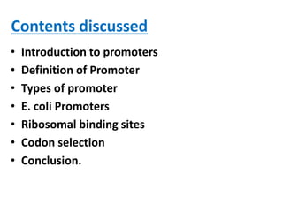 E.coli promoters | PPTX