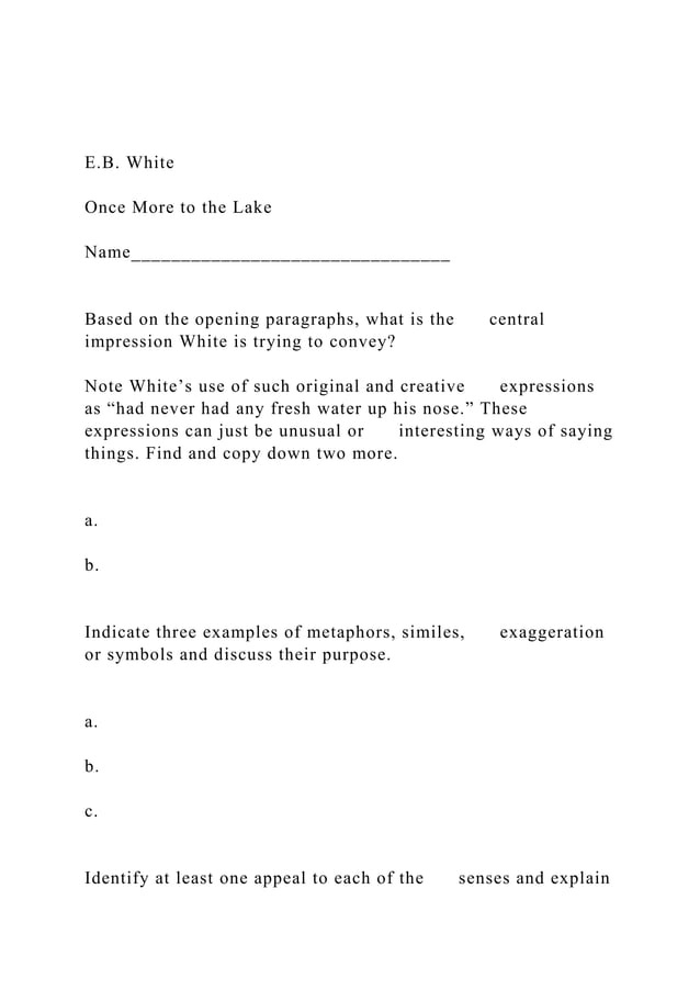E.B. WhiteOnce More to the LakeName_____________________.docx