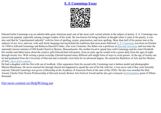 E. E Cummings Essay | PPT
