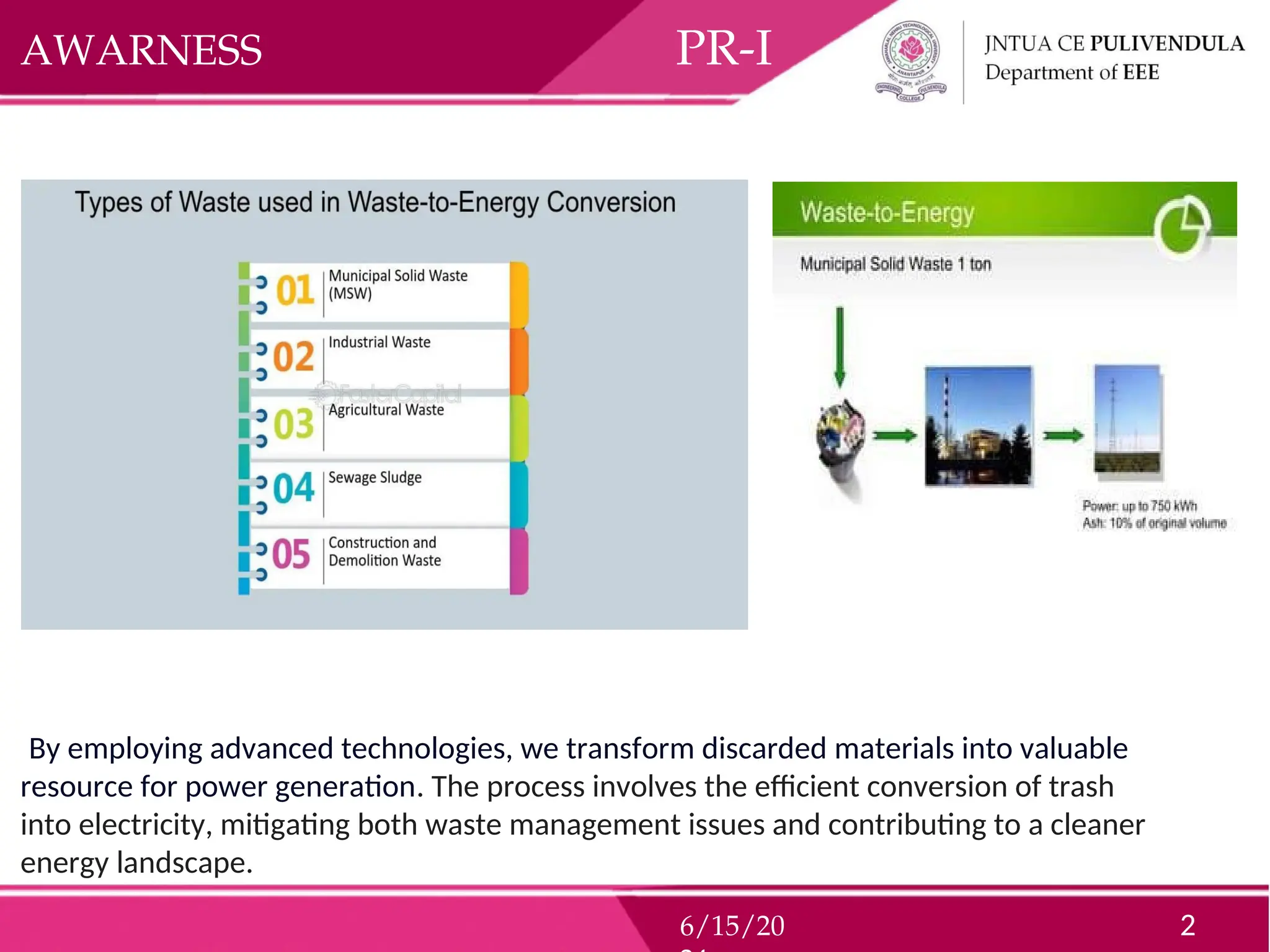 Electrical power generation using wastage | PPT