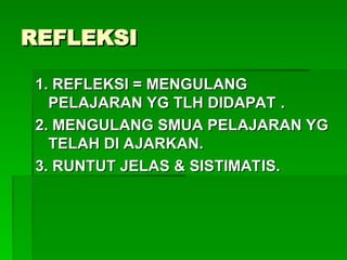 Manfaat REFLEKSI dalam proses pembelajaran.ppt