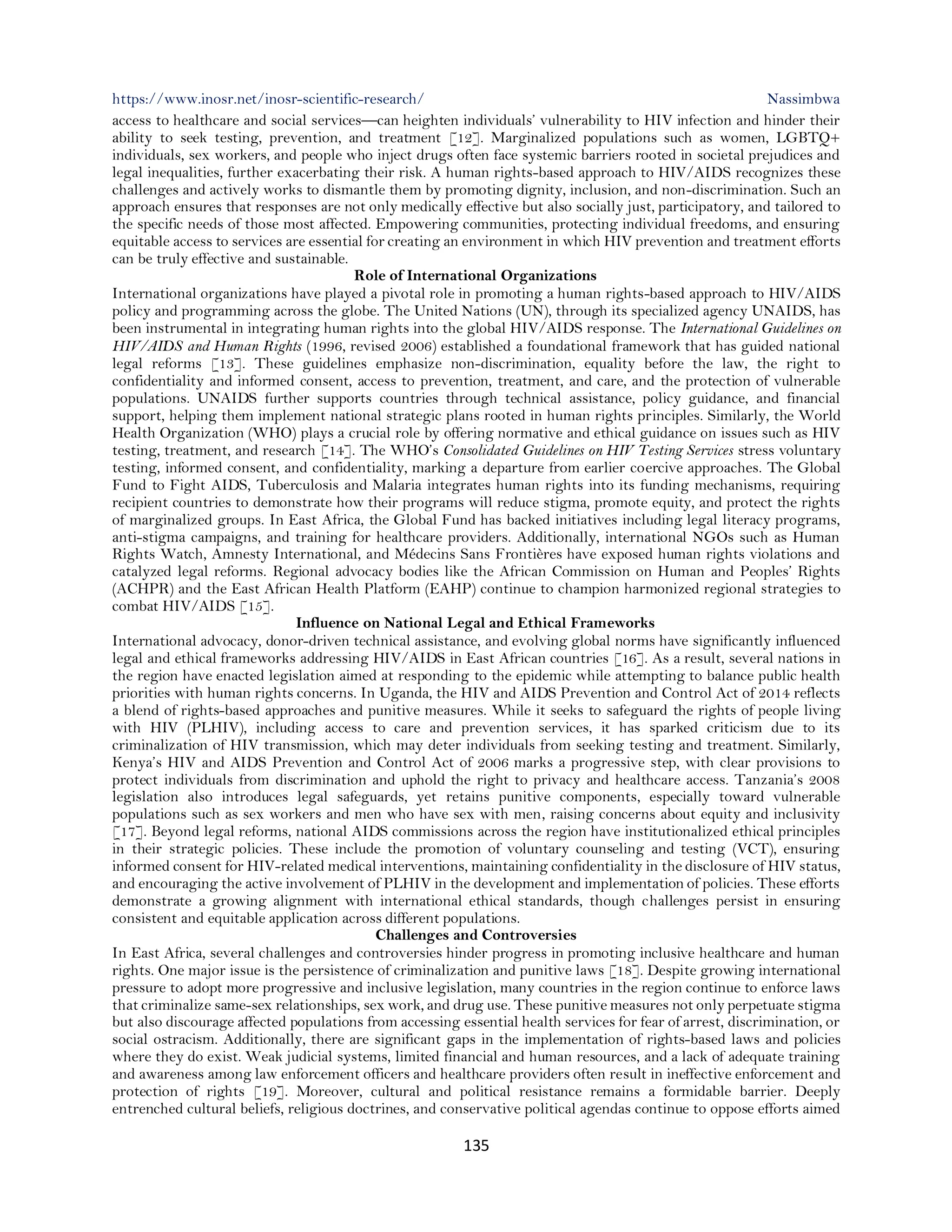 HIV/AIDS and Human Rights: The Influence of International Organizations ...