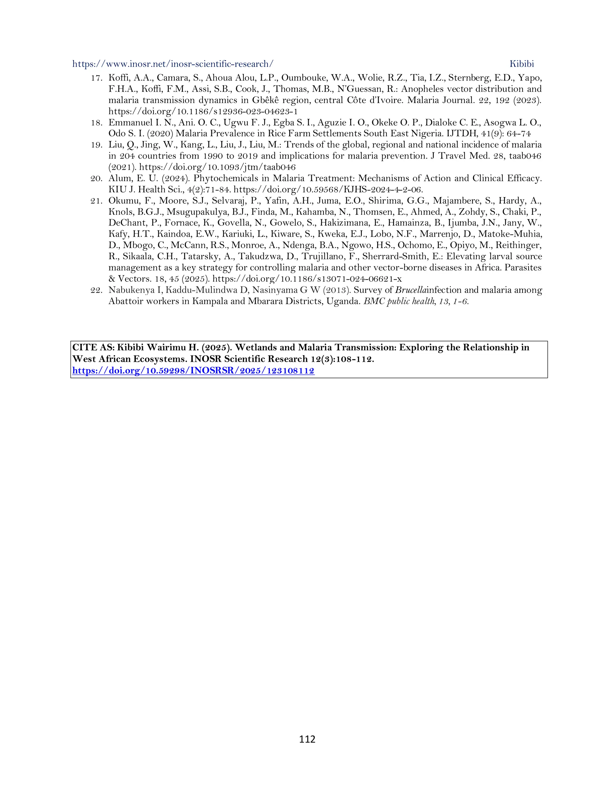 Wetlands and Malaria Transmission: Exploring the Relationship in West African Ecosystems (www ...