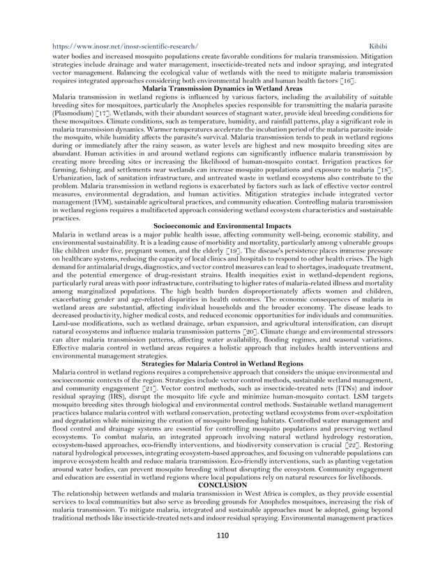 Wetlands and Malaria Transmission: Exploring the Relationship in West African Ecosystems (www ...