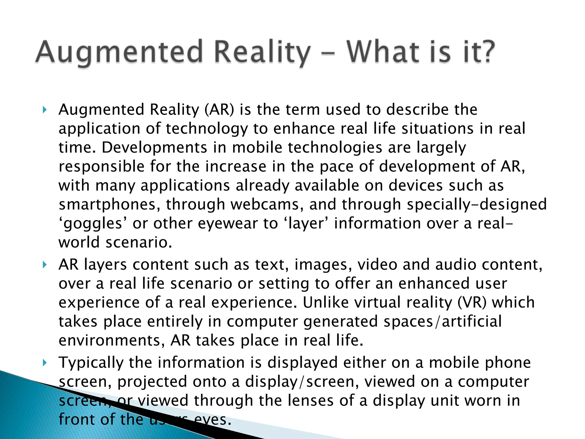 Augmented Reality presentation | PPT