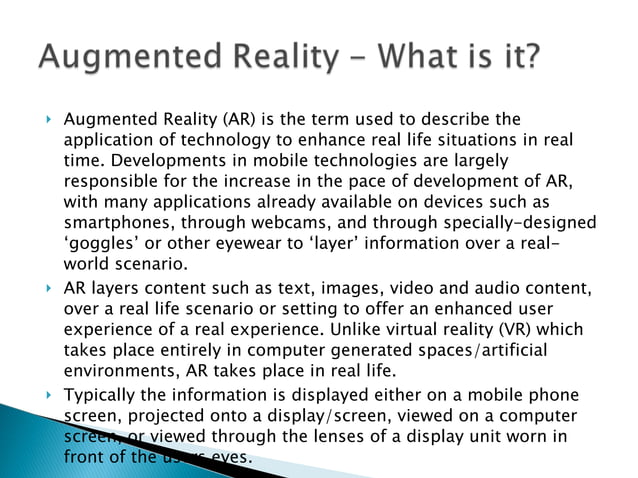 Augmented Reality presentation | PPT