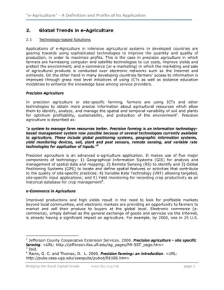 E agriculture - a definition and profile of its application | PDF