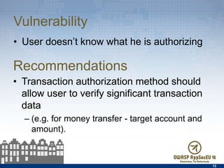AppSec EU 2015 - E-banking transaction authorization - possible ...