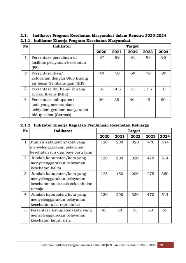 Indikator Kesehatan Masyarakat 2020-2024 | PDF