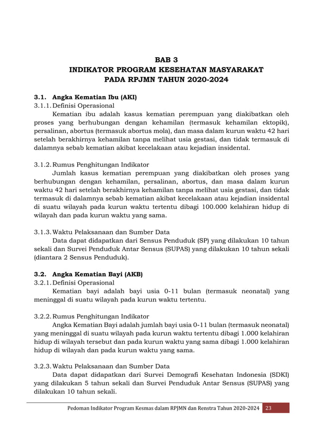 Indikator Kesehatan Masyarakat 2020-2024 | PDF