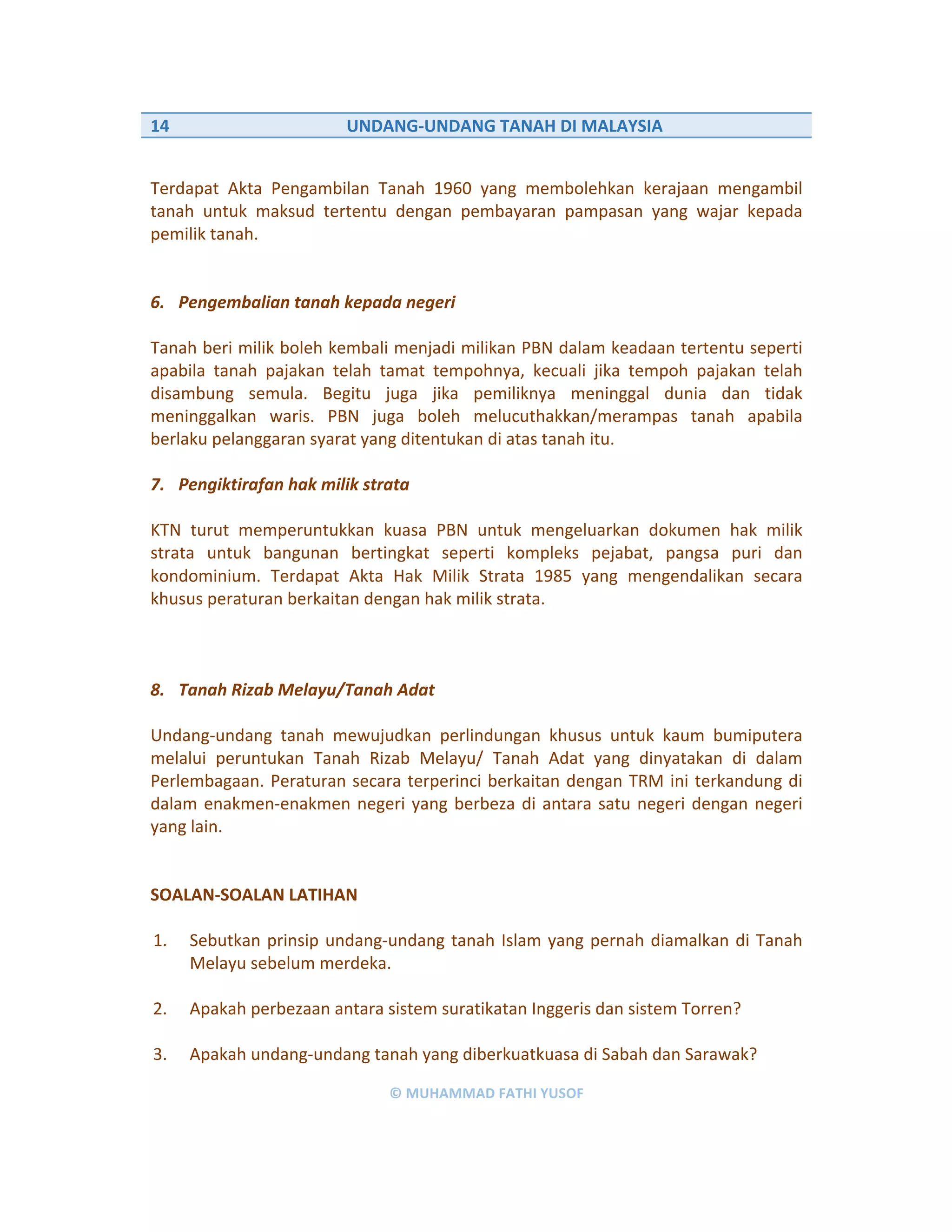 Undang-undang Tanah di Malaysia | PDF