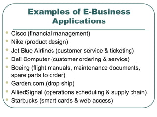 e-business and e-commerce Examples of E-Commerce.ppt