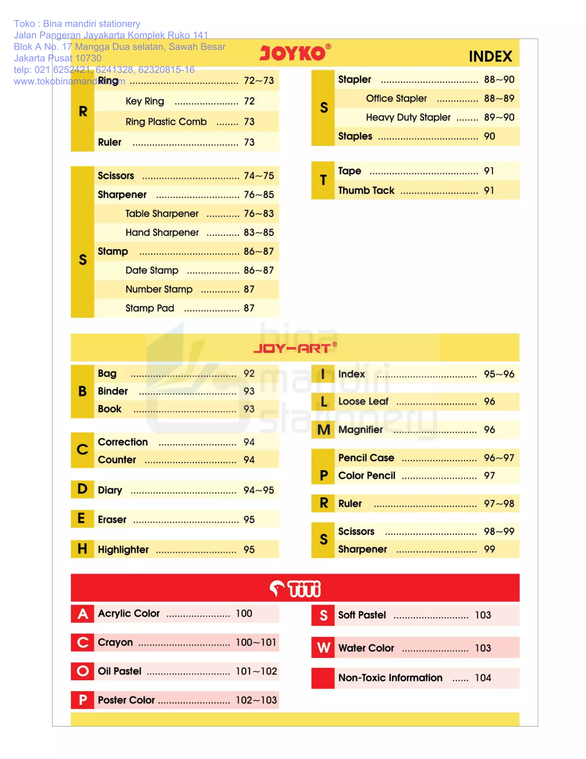 E catalog-joyart-2018 Alat tulis sekolah | Bina Mandiri Stationery | PDF