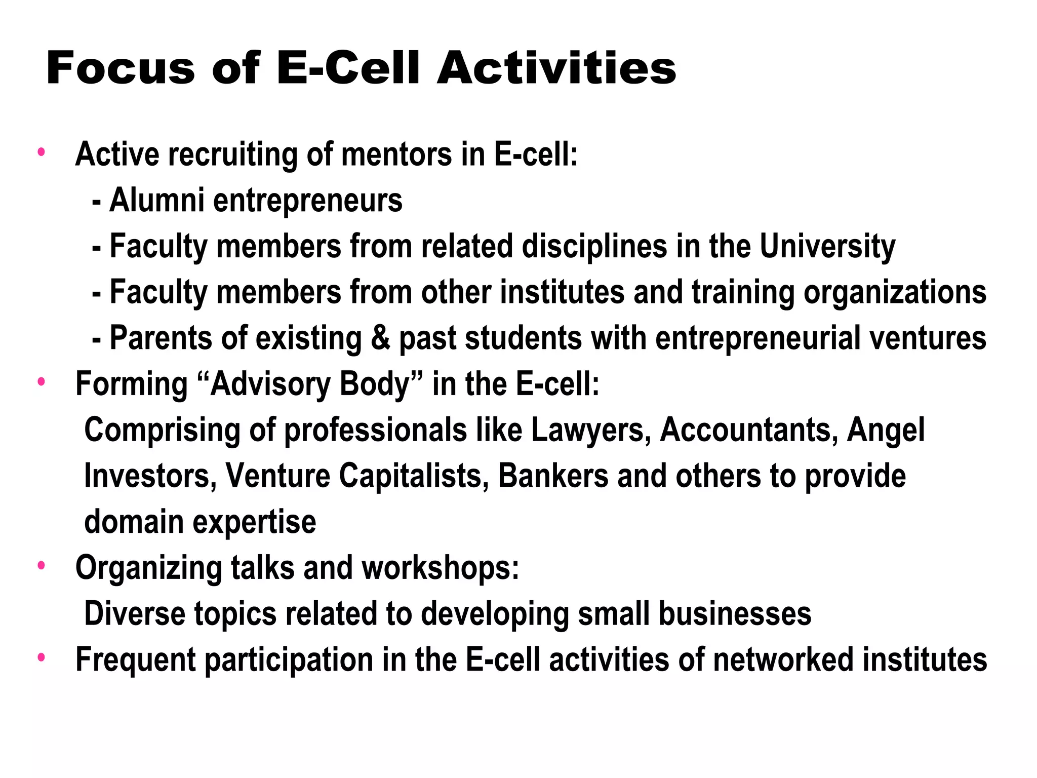 E cell road -map | PPT