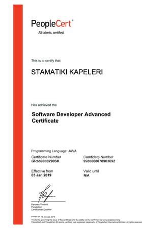 Software Developer Advanced Certificate | PDF