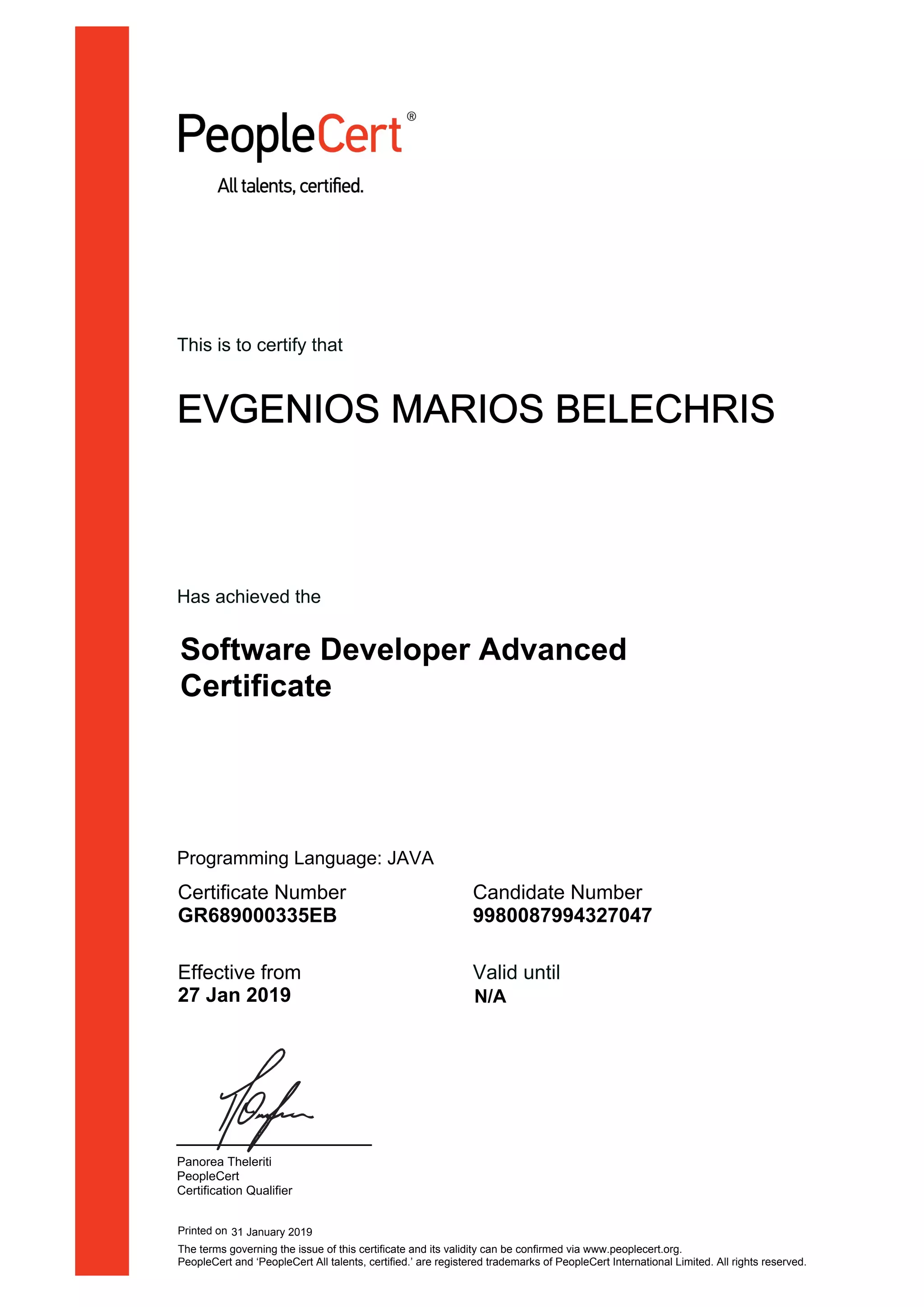 Software Developer Advanced - Programming Language: Java | PDF