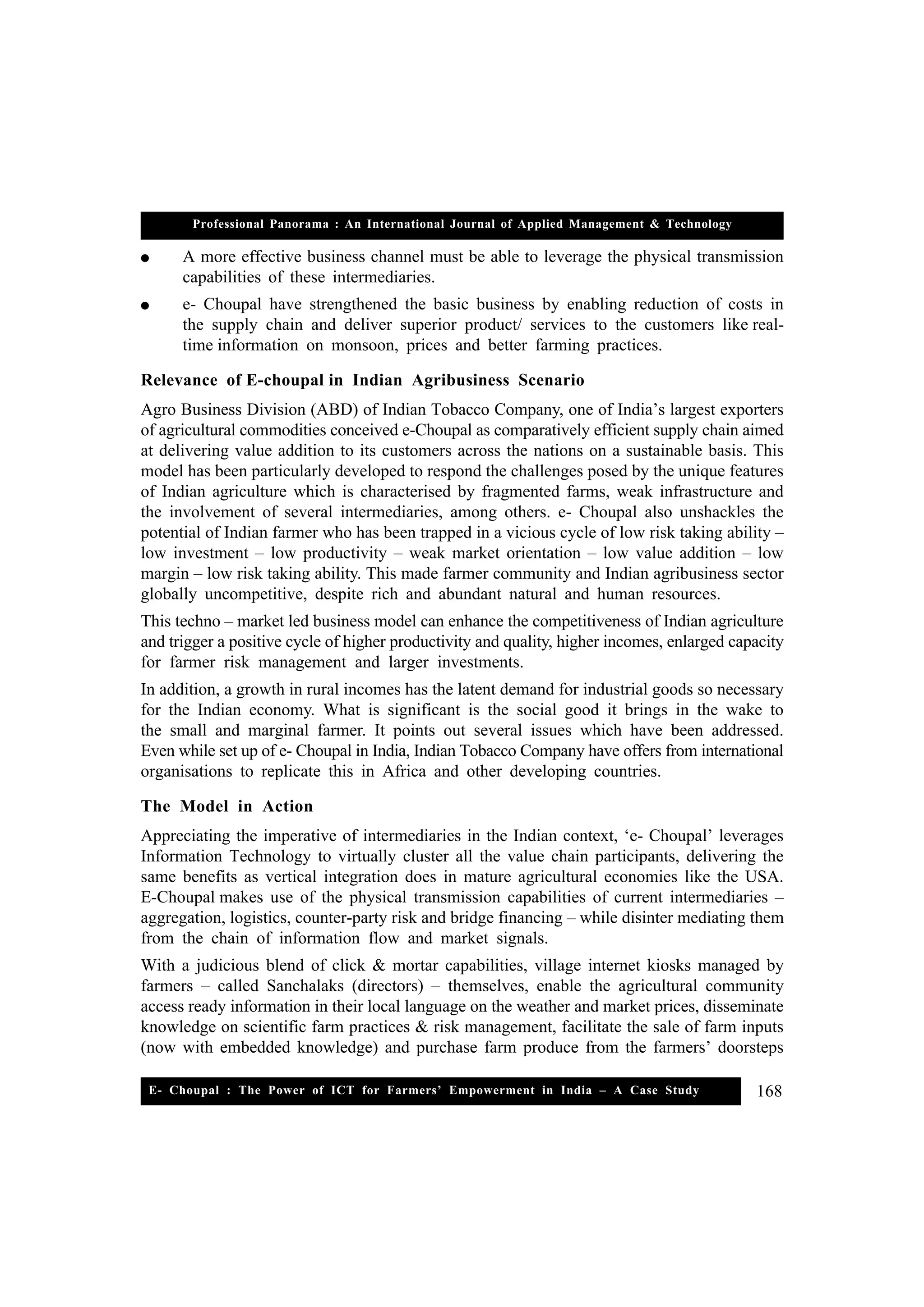 E choupal the power of ict for farmers’ | PDF