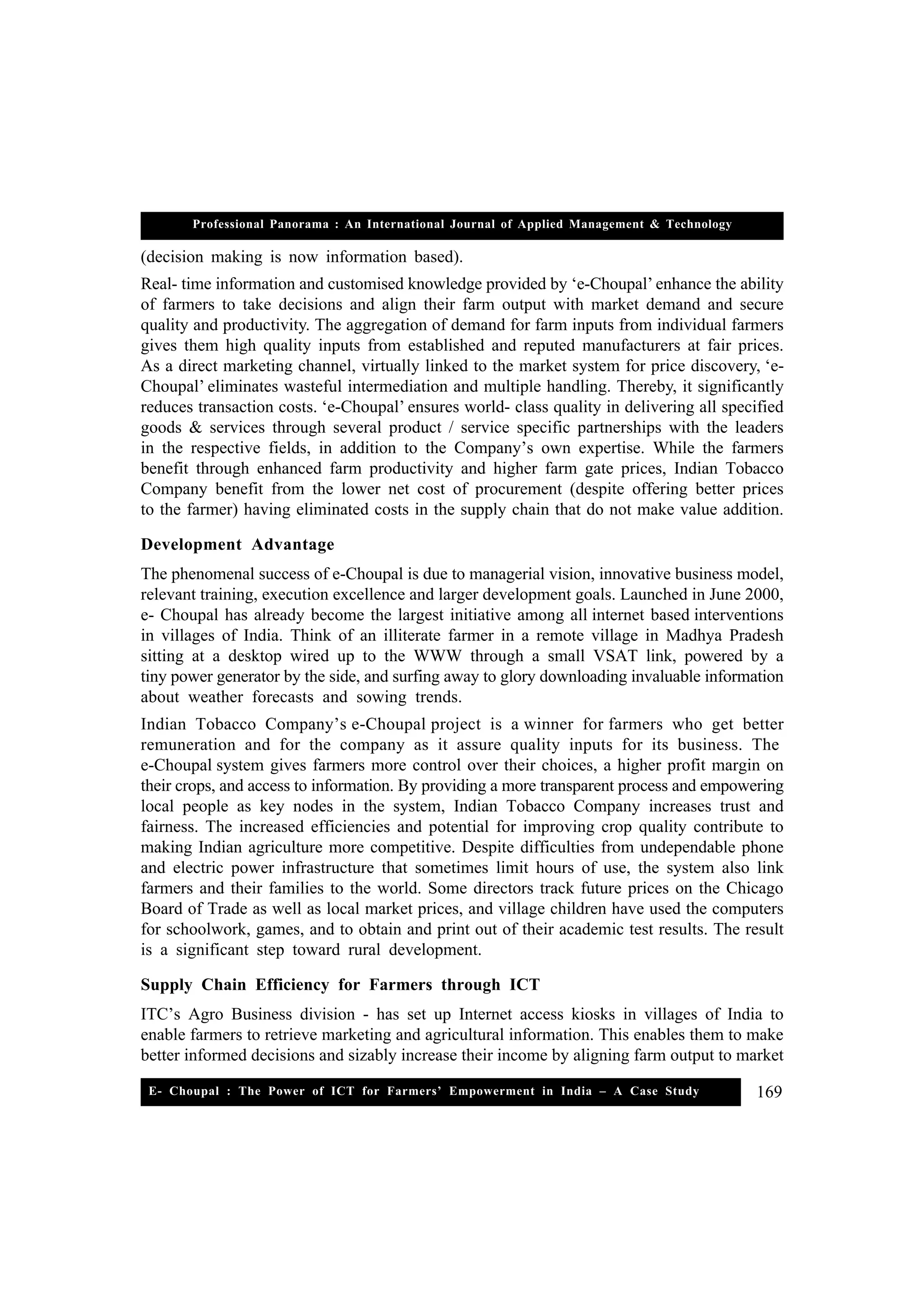 E choupal the power of ict for farmers’ | PDF