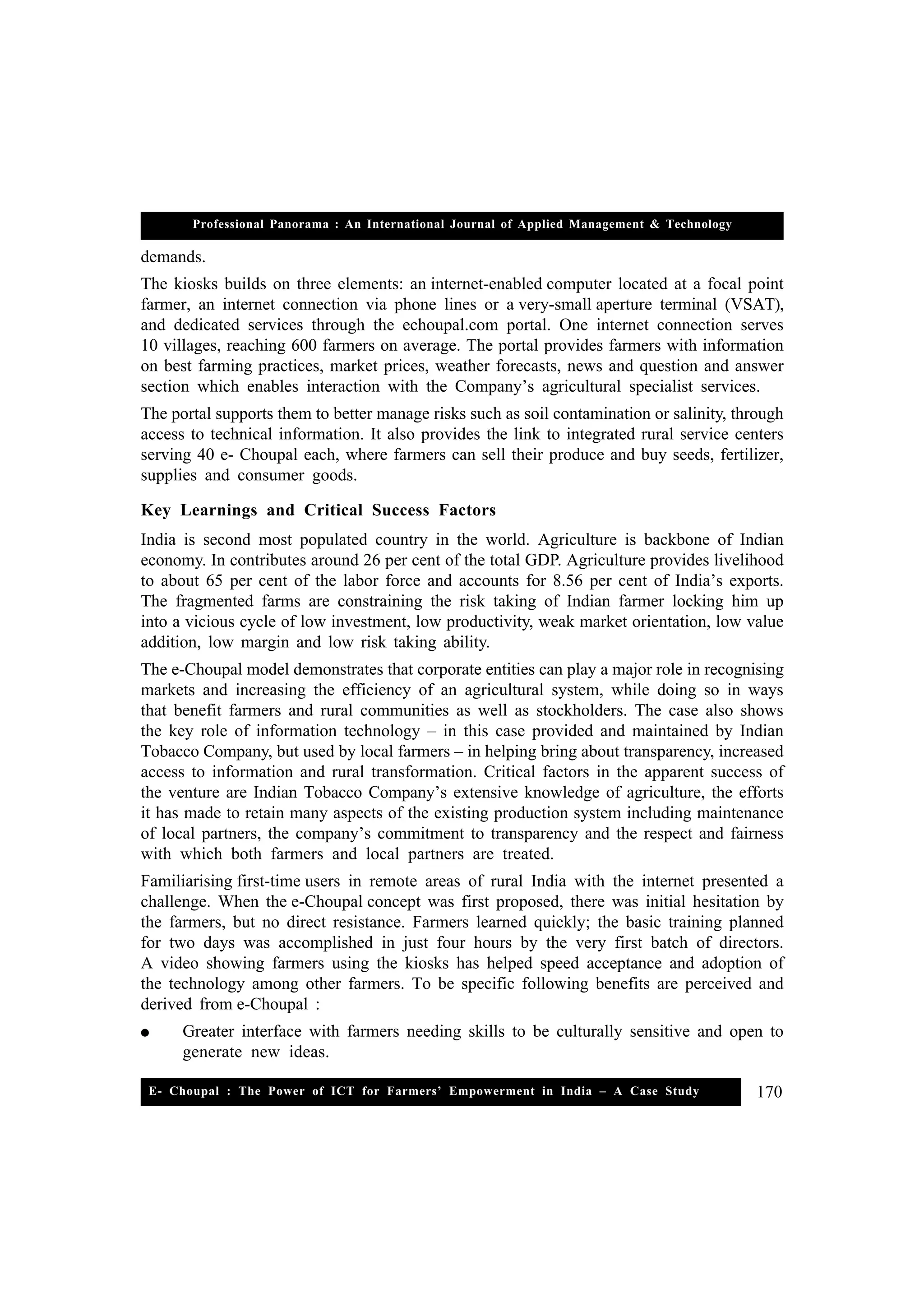 E choupal the power of ict for farmers’ | PDF