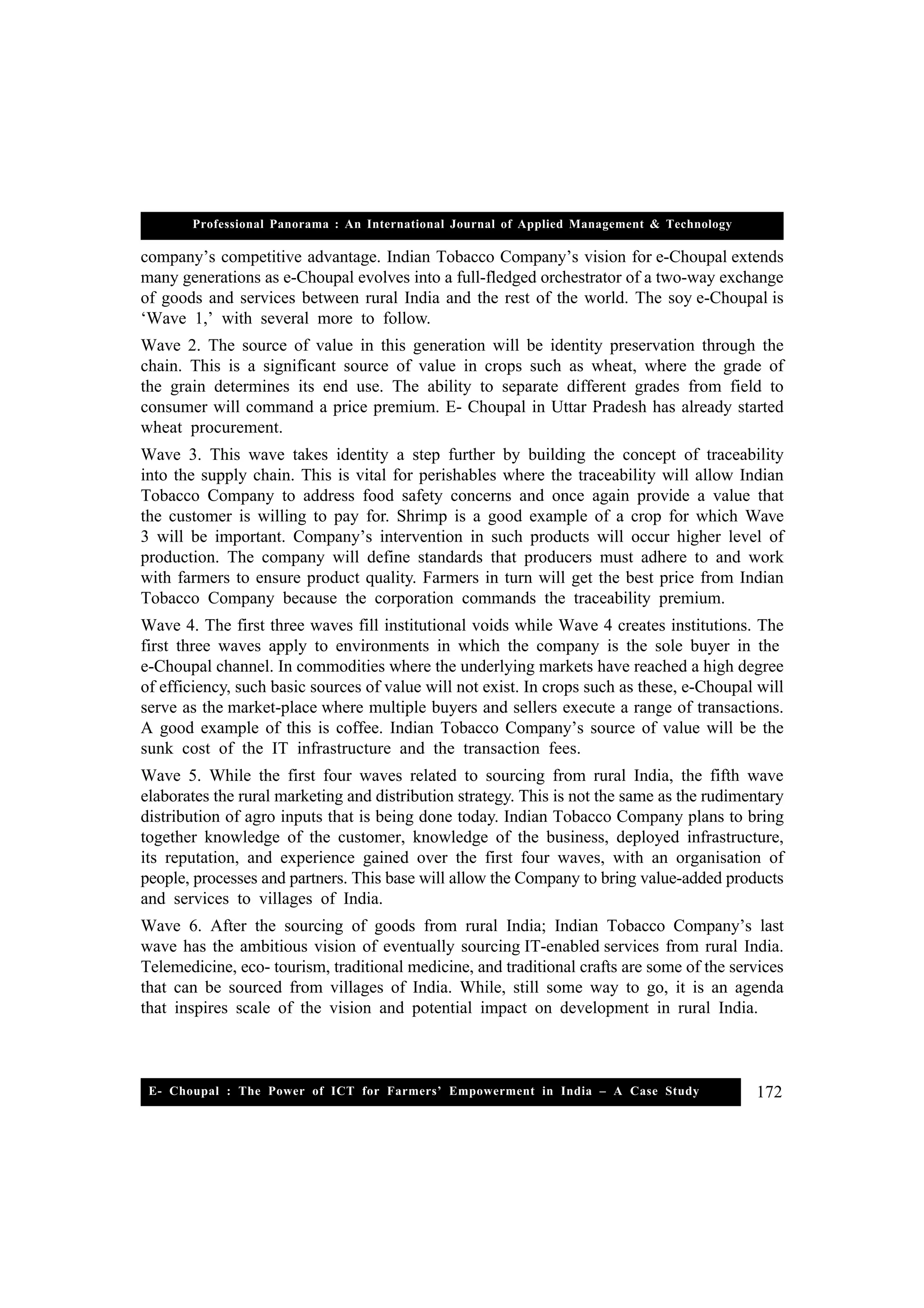 E choupal the power of ict for farmers’ | PDF