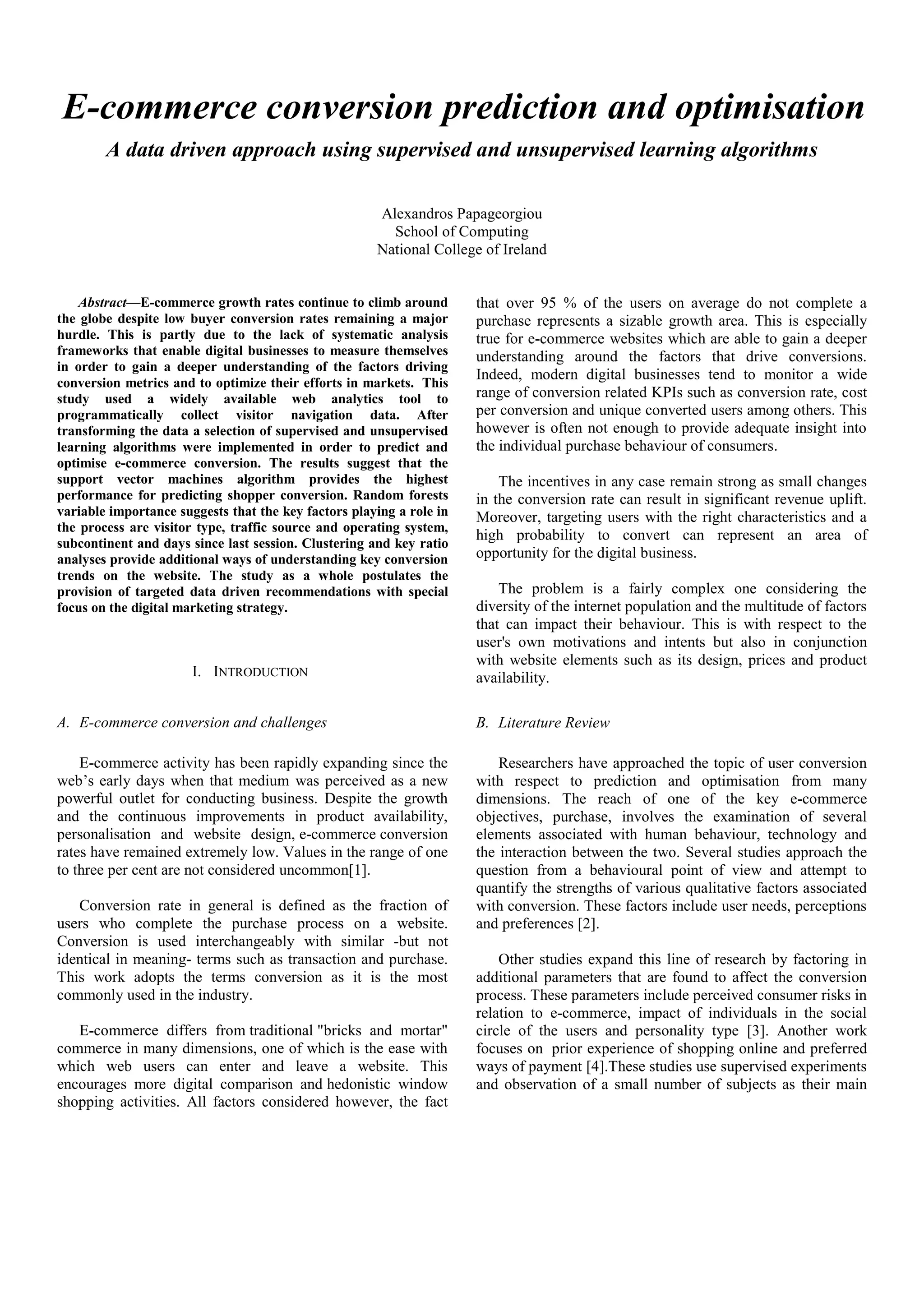 E com conversion prediction and optimisation | PDF