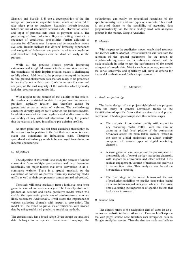 E com conversion prediction and optimisation