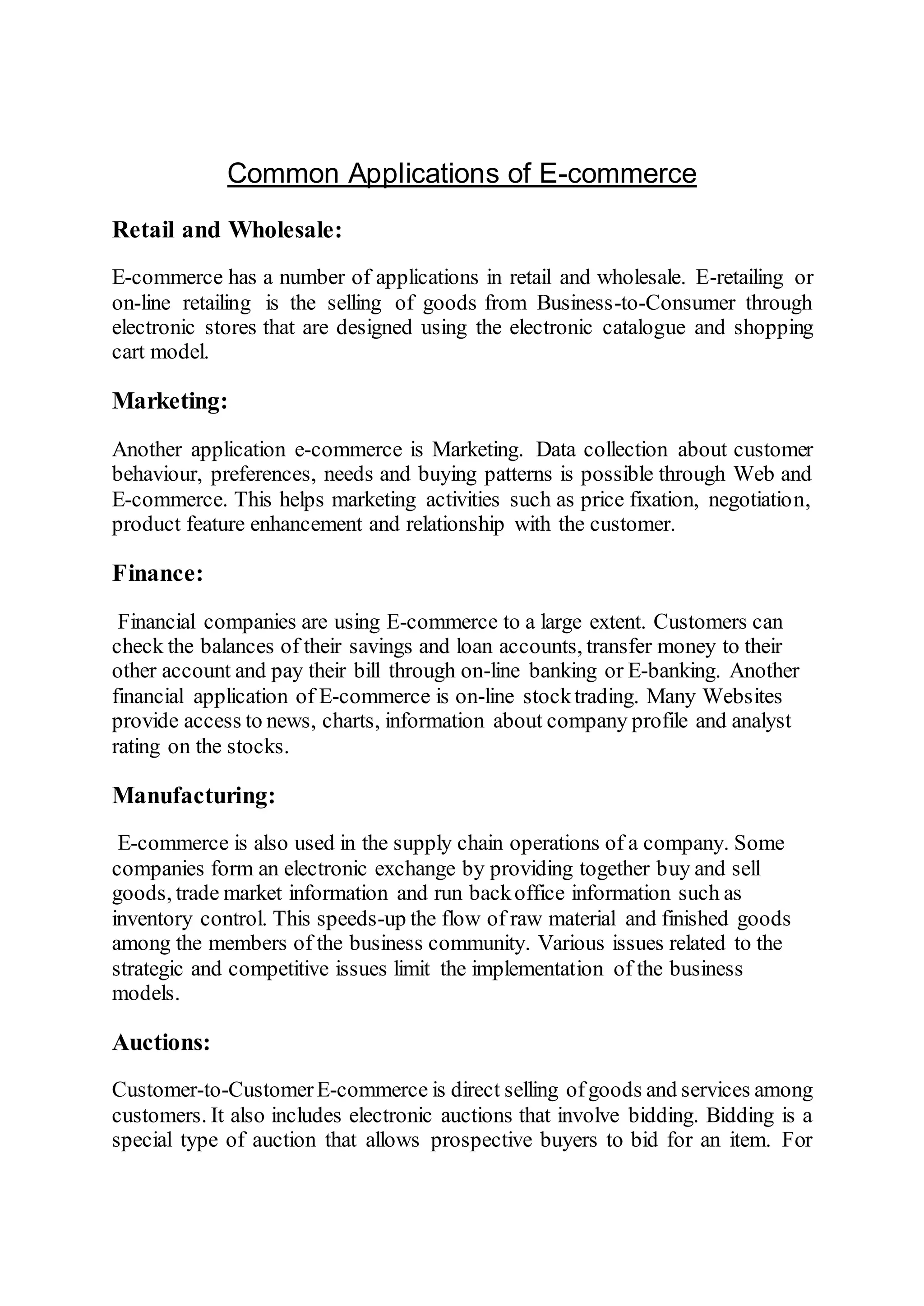 Introduction to E - Commerce | DOCX