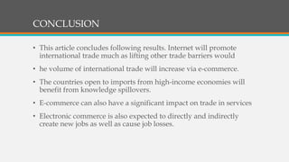 E commerce and its impact in international trade | PPTX