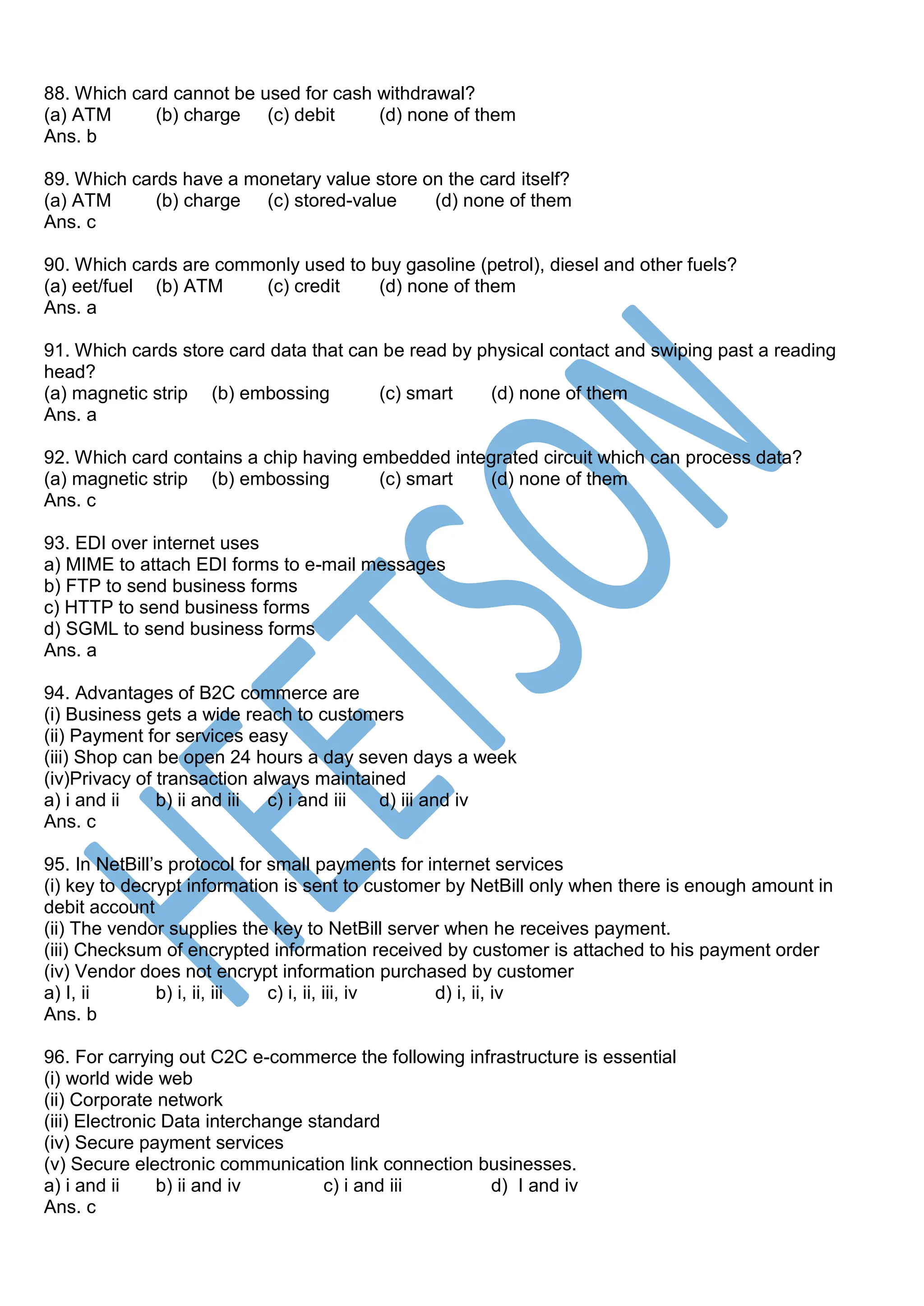 E-Commerce MCQ Questions and Answers for Competitive Exams | PDF