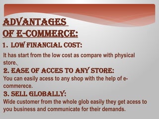 E-Commerce, Types, Pros and cons in presentation. | PPT