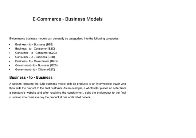 E-Commerce - Business Models for business | PDF | Business | Business and Finance
