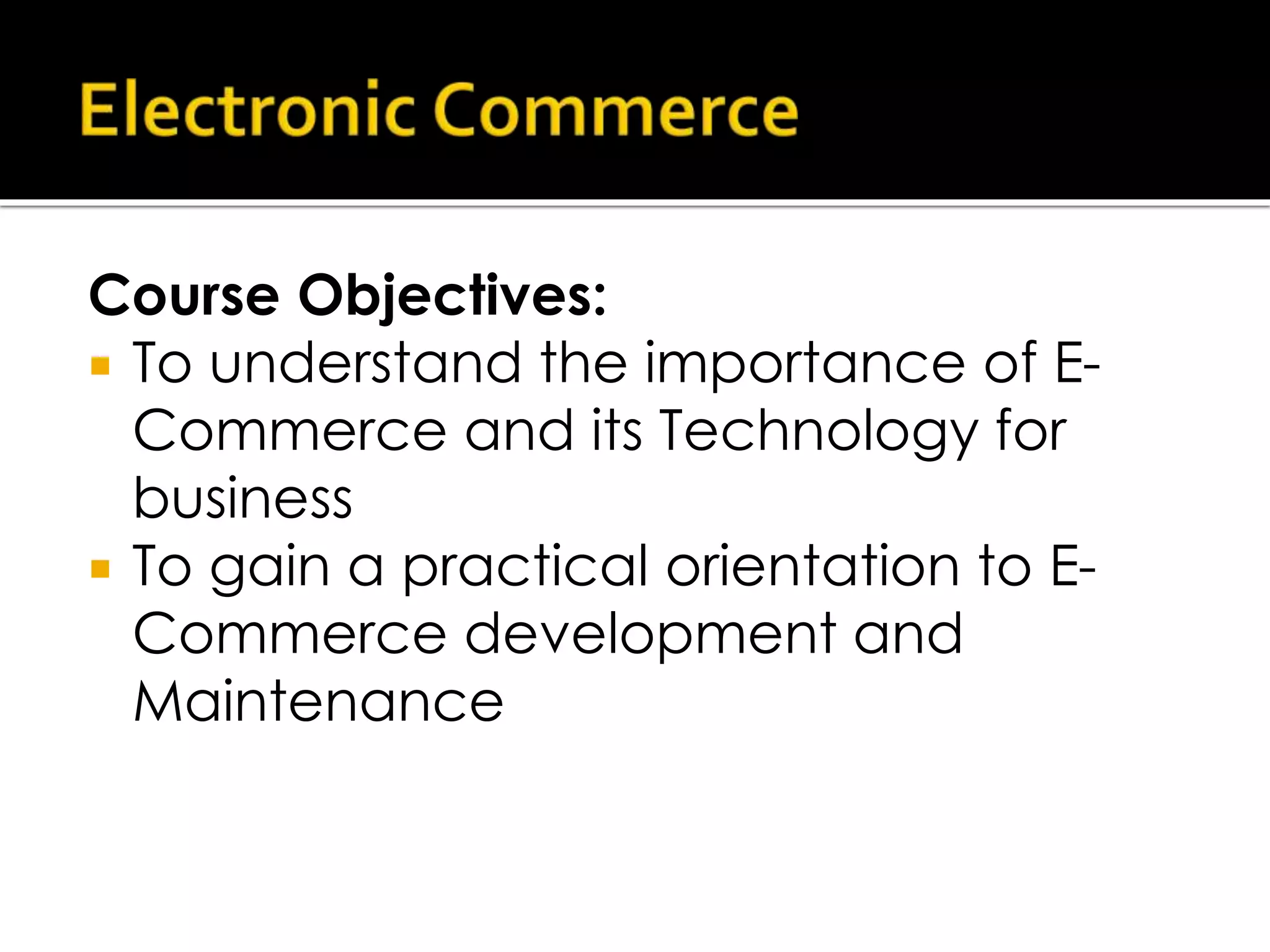 E commerce Course Plan | PPTX
