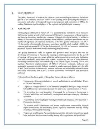 E commerce Policy Framework of Pakistan 2019 | PDF