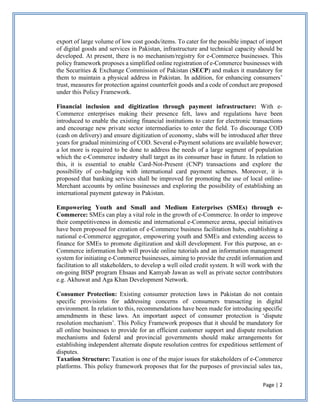 E commerce Policy Framework of Pakistan 2019 | PDF