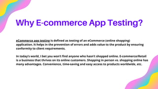 E-commerce Application Testing | PPT