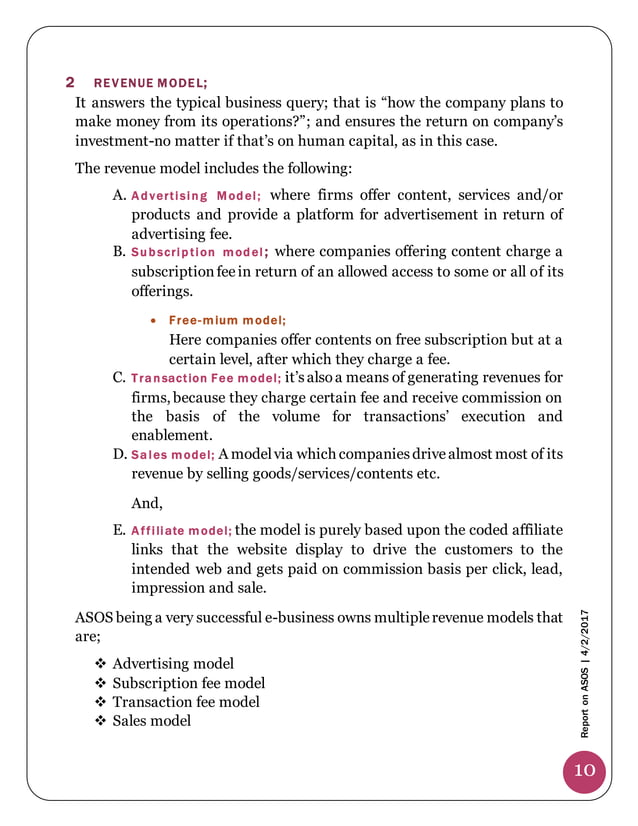 E-BUSINESS MODEL OF ASOS | PDF