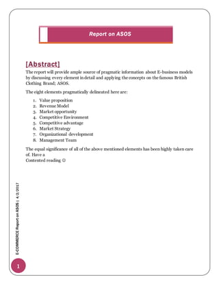 E-BUSINESS MODEL OF ASOS | DOCX